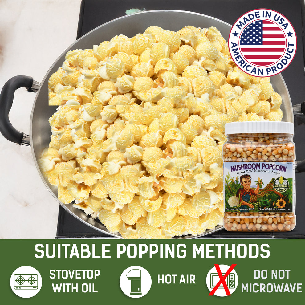 2lb Tub Yellow Mushroom Popcorn Kernels - Easy-Eating, Pops Large Popp ...